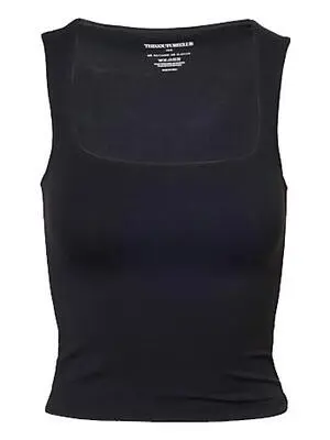 THE COUTURE CLUB Sculpt Scoop-neck Stretch-woven Top - Black