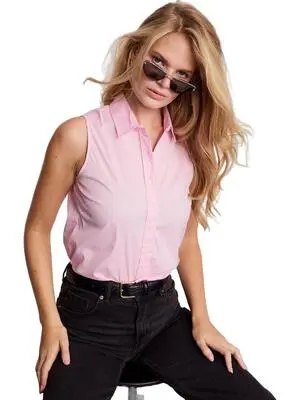 The Shirt By Rochelle Behrens The Sleeveless Shirt - Light Pink