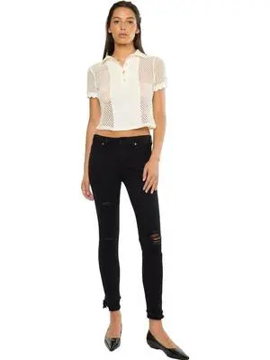 KANCAN Lana Mid-Rise Ankle Skinny Stretch Jeans Black