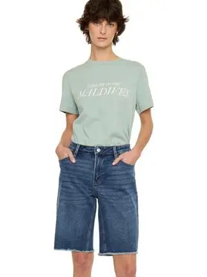 KANCAN Mid-rise Denim Jorts - Dark Wash