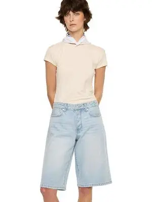 KANCAN Low Slung Baggy Denim Jort - Medium Light