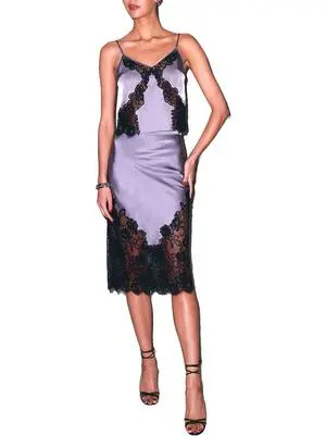 FLEUR DU MAL Juliet Lace Silk Cami - Lavender Smoke
