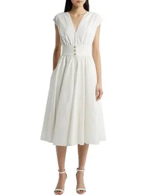 Kobi Halperin Cotton Blend Midi Dress - White