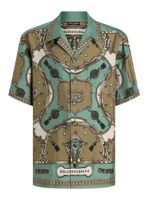 Dolce & Gabbana Cargo-print Hawaii Washed Silk Twill Shirt - Multicolor