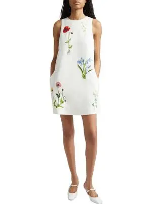 Stella McCartney Floral Embroidered Mini Dress - Cream