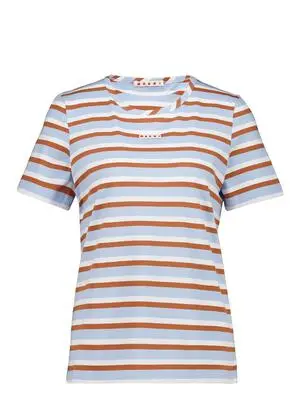 Marni Striped Cotton T-shirt - Blue