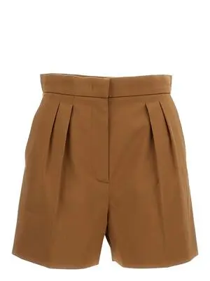 Max Mara Bacco Stretch Cotton Satin Shorts - Brown