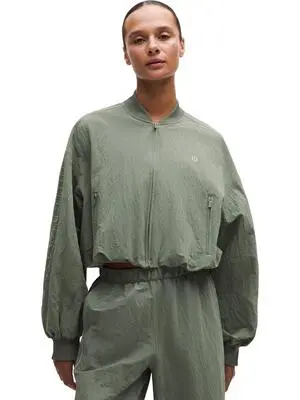 Lululemon Crinkle Nylon Track Jacket - Willow Leaf/fog Green
