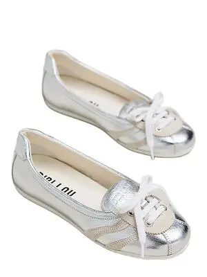 BIBI LOU Lace-Up Sneaker Flats Silver