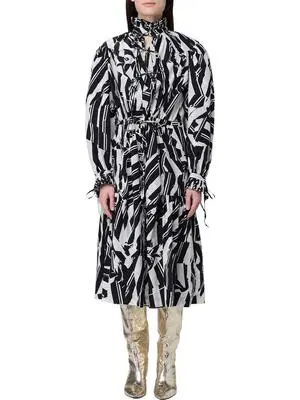 Dries Van Noten Cotton Poplin Printed Midi Shirt Dress - Black