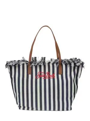 MC2 SAINT BARTH Striped Fringe Shoulder Bag - Blue
