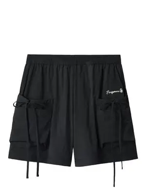 FINGERCROXX Tie-detail Cargo Shorts - Black