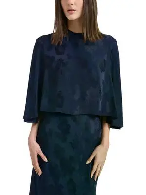 FORTE_FORTE Floral-print Cape Maxi Dress - Blue