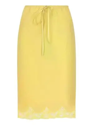Saint Laurent Lace-trim Midi Skirt - Yellow