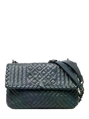 Bottega Veneta Small Nappa Intrecciato Boutis Olimpia Shoulder Bag Blue