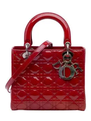 Dior 2010-2025 Medium Patent Cannage Lady Satchel - Red