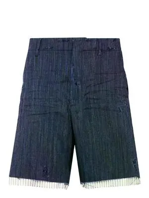 Dsquared2 Ripped Denim Shorts With Striped Pattern Details - Blue