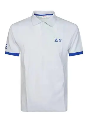 SUN 68 Embroidered Trim Polo Shirt - White