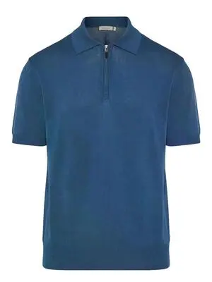 Canali Zip Short-sleeve Polo Shirt - Blue