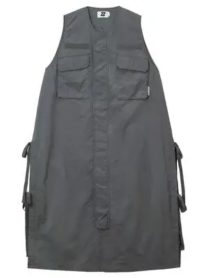 Izzue Pockets Tie-detail Midi Dress - Grey