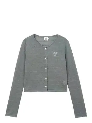 B+AB Embroidered Cropped Cardigan - Grey