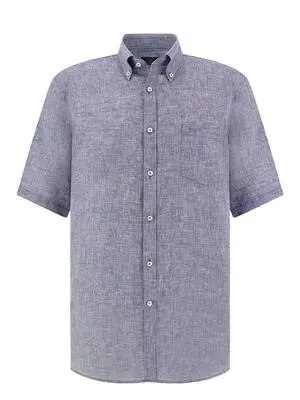Paul & Shark Short-sleeve Linen Shirt - Blue