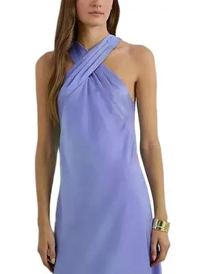 Ralph Lauren Crossed Halter Midi Dress - Blue