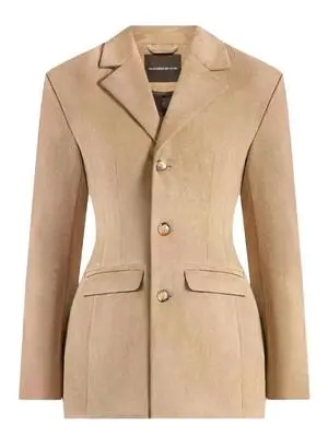 Manière De Voir Claire Wide-shoulder Marble-button Blazer - Neutrals