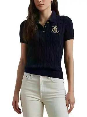 Ralph Lauren Cable-knit Polo Top - Blue