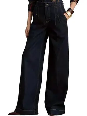Ralph Lauren Pleated Wide-leg Jeans - Blue