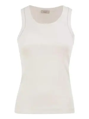 Peserico Ribbed-trim Top - Neutrals