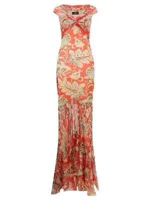 ETRO ETRO Long Tulle Off-the-Shoulder Dress With Floral Motif