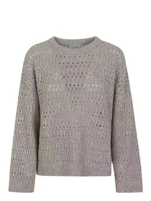 Brunello Cucinelli Openwork Embellished Knitwear - Neutrals
