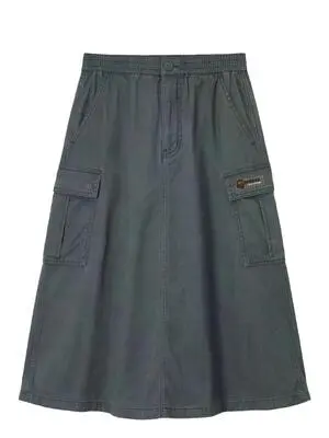 FINGERCROXX Cargo-pocket A-line Midi Skirt - Green