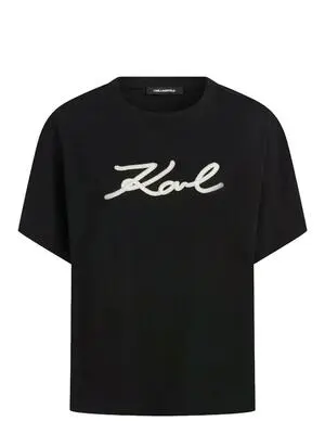 Karl Lagerfeld Signature Rope Detail Organic Cotton T-shirt - Black