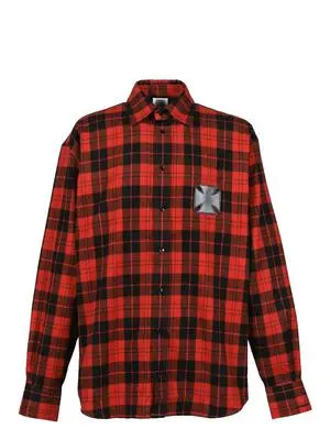 Vetements Leather Cross Flannel Shirt Black And Red Check - Multi