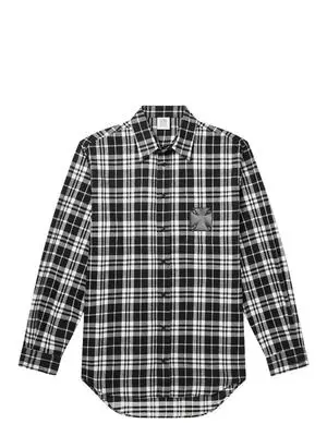 Vetements Leather Cross Flannel Shirt Black And Cream Check - Multi