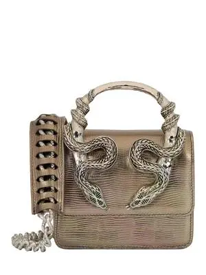Roberto Cavalli Serpentine Tote Bag Silver