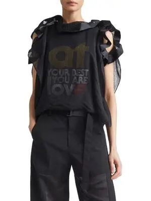 Sacai Chiffon Top - Black