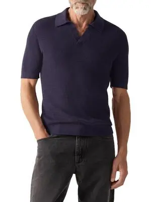 Zegna Premium Cotton Polo Shirt Dark Indigo Blue