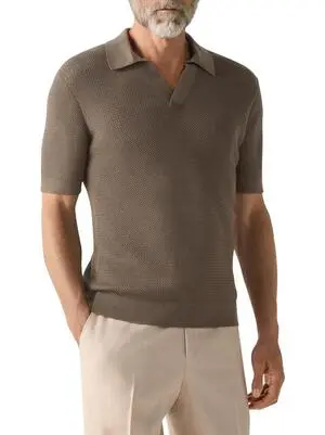 Zegna Premium Cotton Polo Shirt Dark Taupe