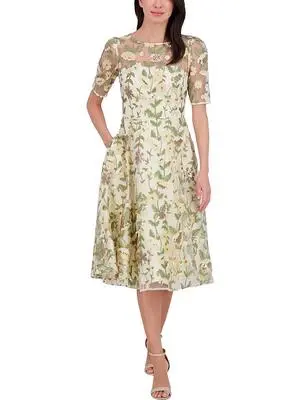Eliza J Embroidered Floral Lace Cocktail Dress - Yellow | Editorialist