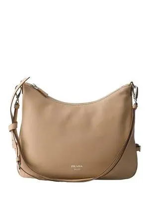 Prada Large Leather Shoulder Bag - Neutral