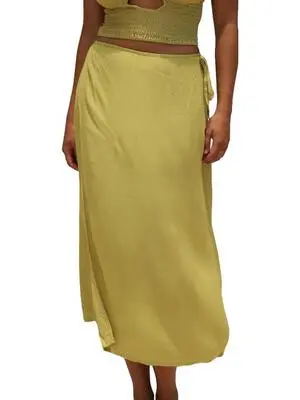 STONE FOX SWIM Midi Skirt With Tie Detail - Soft Sage