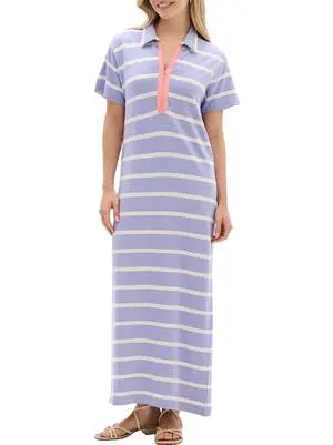 HATLEY Stripe Quarter Zip Shift Dress - Pale Iris