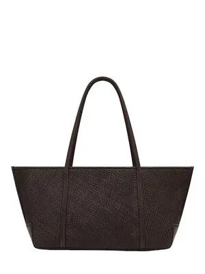 ST. AGNI Bateau Woven Leather Tote - Coffee