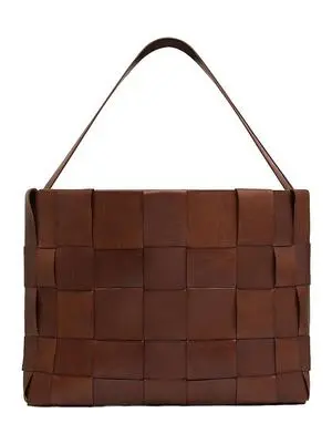 ST. AGNI Woven Leather Tote - Chestnut