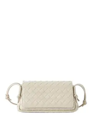 Bottega Veneta Notturno Intrecciato Leather Shoulder Bag - Neutrals