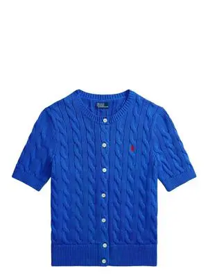 Polo Ralph Lauren Polo Pony Embroidered Cable-knit Cardigan - Blue
