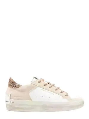 CRIME LONDON Glitter-embellished Leather Sneakers - Neutrals